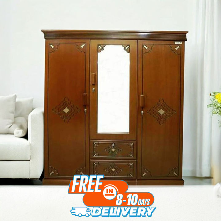 A- 6582 3 Shutter/Door/Palla Crown Almirah - Glass Add Malaysian ...