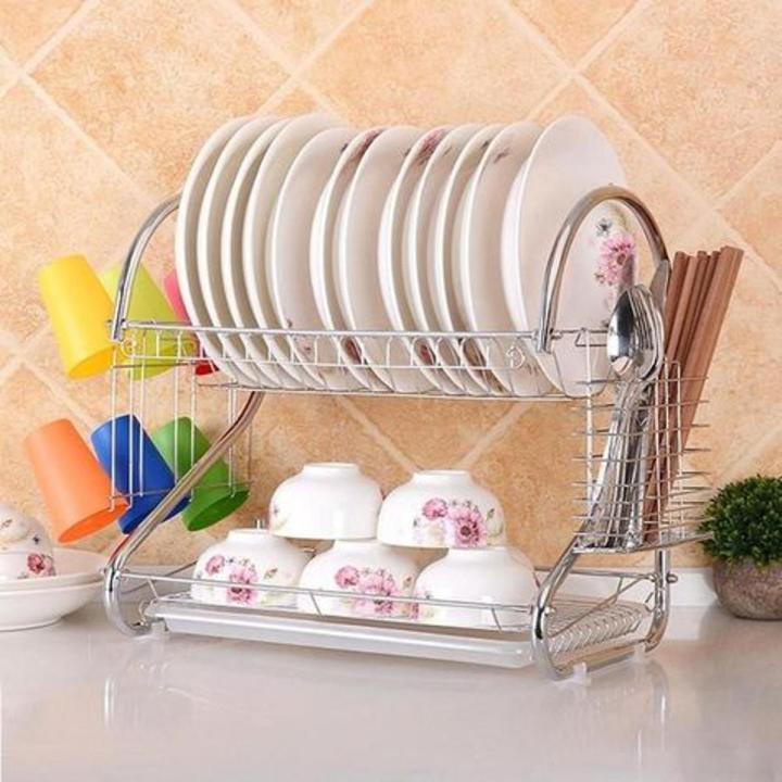 2 Layer Dish Drainer Kitchen Rack | Daraz.com.bd