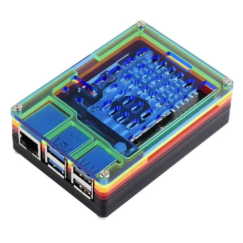 Rainbow Acrylic Case for Raspberry Pi 5, Colorful Translucent, Supports ...