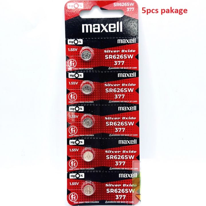 MAXELL SR626 377 SILVER OXIDE BATTERY 1.55 V JAPAN 5 PIECES SR626sw ...