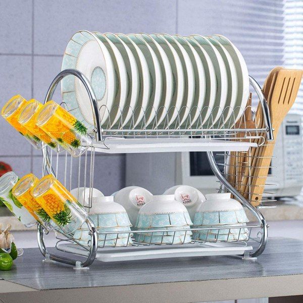 2 Layer Plate Storage Stand Rack Kitchen Rack | Daraz.com.bd