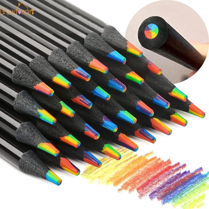 Japanese Style 7 Colors Concentric Gradient Colorful Pencil Crayons ...