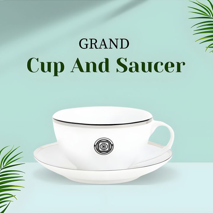 Ariane Ceramics 400ml Grand Coffee Tea Cup and Saucer Set of 2 Pieces ...