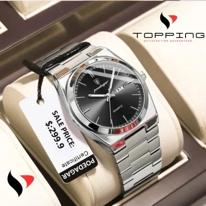 Poedagar 930 Men Watch Premium Quality – Silver with Premium Black ...