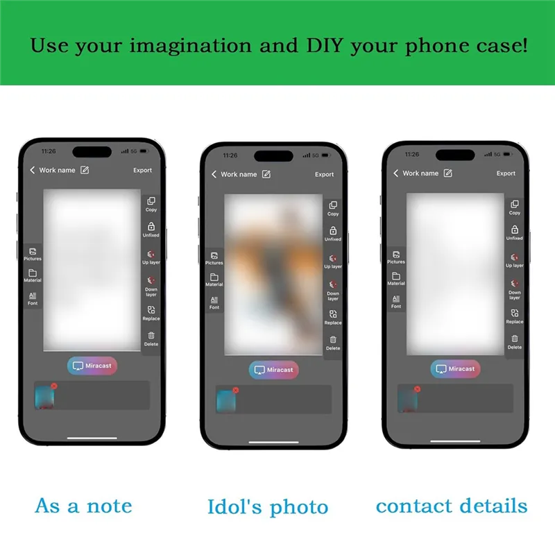 JDXHLAU Smart Photo Rear Projection DIY Phone Case Instantly Displays ...