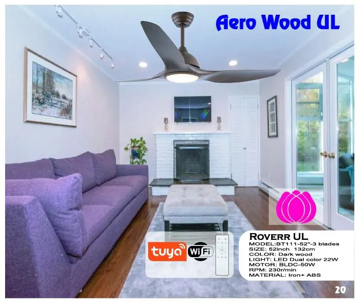 Tulip Ceiling Fan Model: Aero Wood UL Size: 52" 3 Blades | Daraz.com.bd
