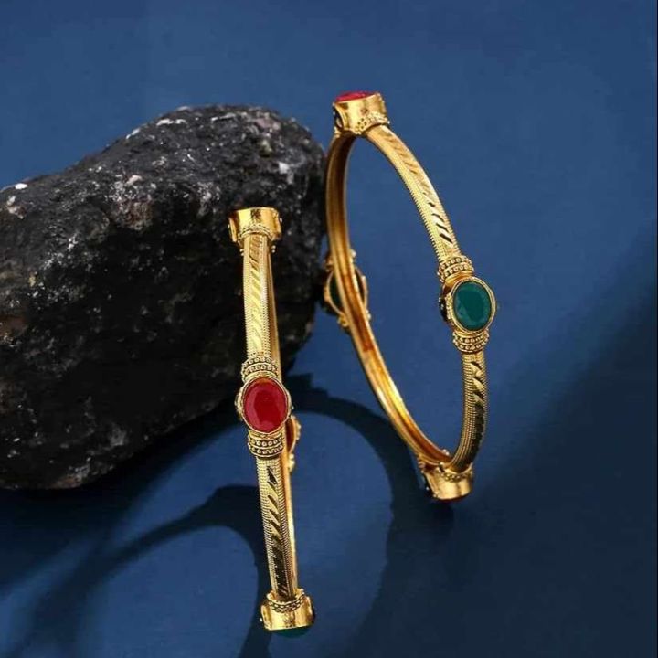 Gold plated rubi panna stone Churi For Woman | Daraz.com.bd