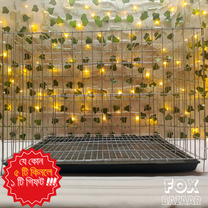 20 x 16 x 16 Inches Folding Square 1 Inches Gape Cage With Tray for ...