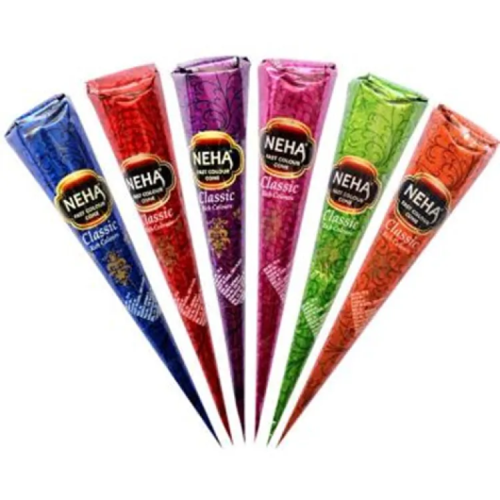 Neha Fast Multicolor Cone Mehedi - 6 PCS (INDIAN) | Daraz.com.bd