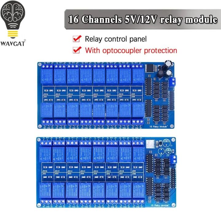 5V 12V 16 Channel Relay Module With Optocoupler Relay Output 1 2 4 6 8 ...