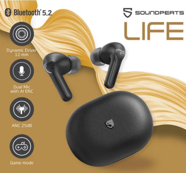 SoundPEATS Life ANC Wireless Earbuds - Active Noise Cancelling – Black ...