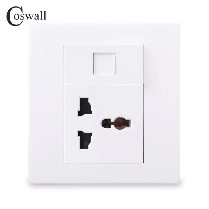 【YIYANGMAOYI111】Coswall PC Panel Universal 3 Pin Wall Socket 1 RJ45 ...