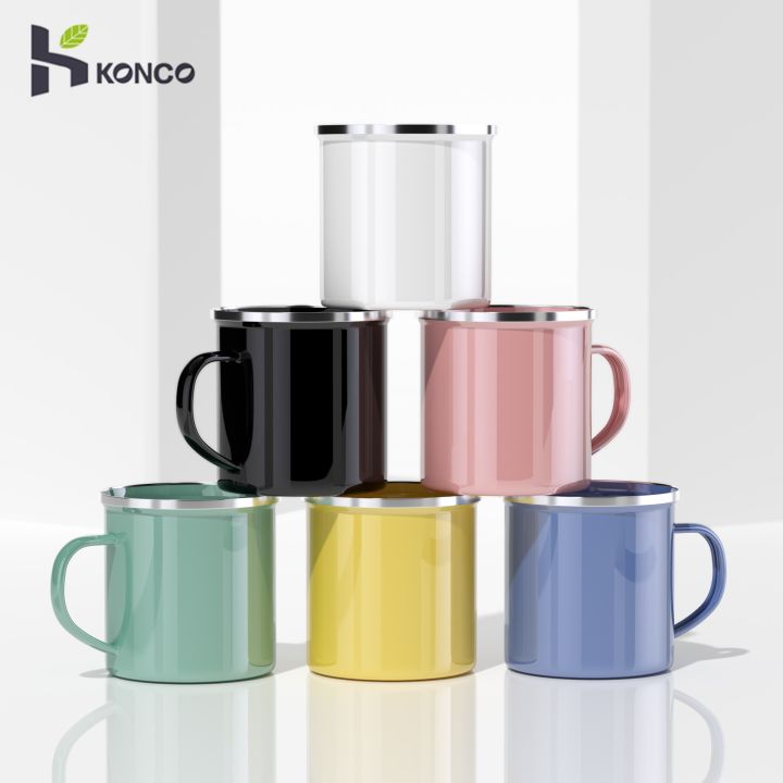 Enamel Mugs 350ML Creative Coffee Mug Travel Tea Cup Milk Enamel Coffee ...