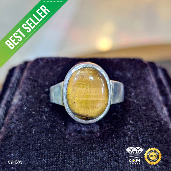 Genuine Natural Tiger Eye Stone Ring For Mens Semi Precious Stone ...