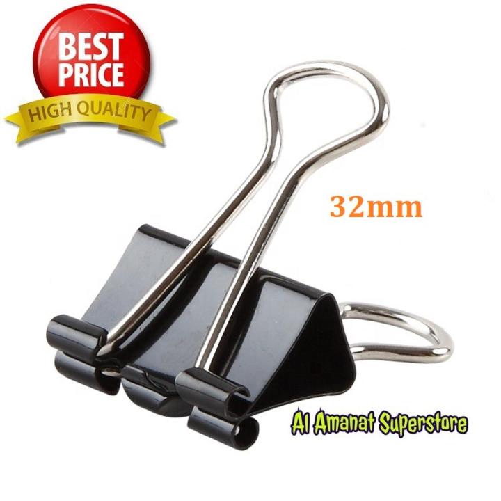 Metal Paper Clips (4 Pieces) / Stationery Binders Clips Black 32mm ...
