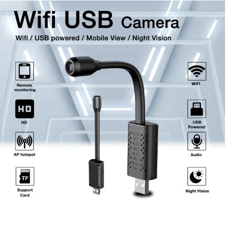 USB Mini Camera Full HD Wifi Portable V380 IP/AP Remote Control Real ...