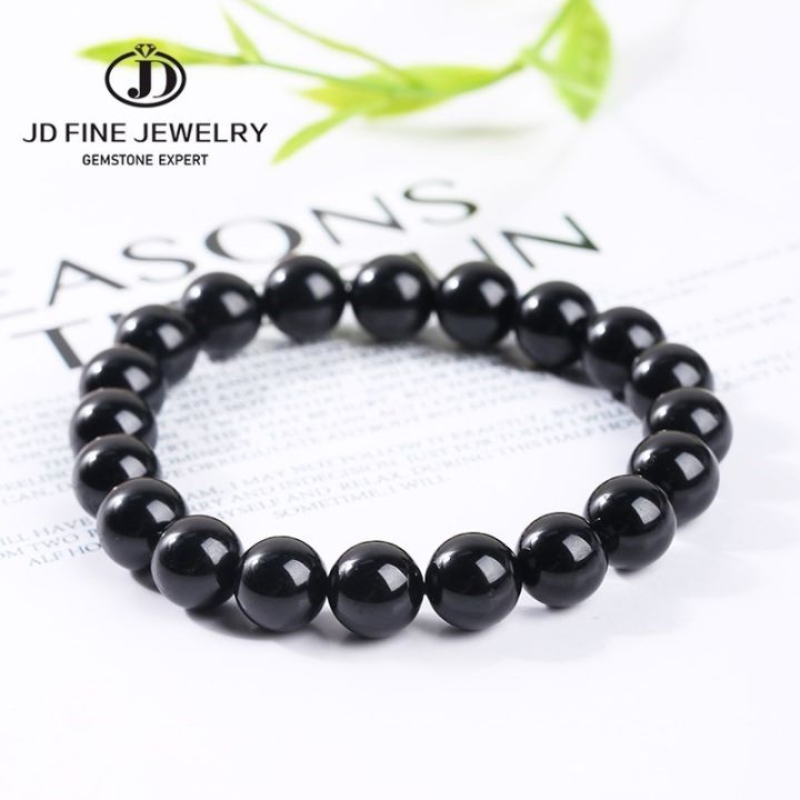 JD Natural Stone 7A Black Tourmaline Bead Bracelets Women Healing ...