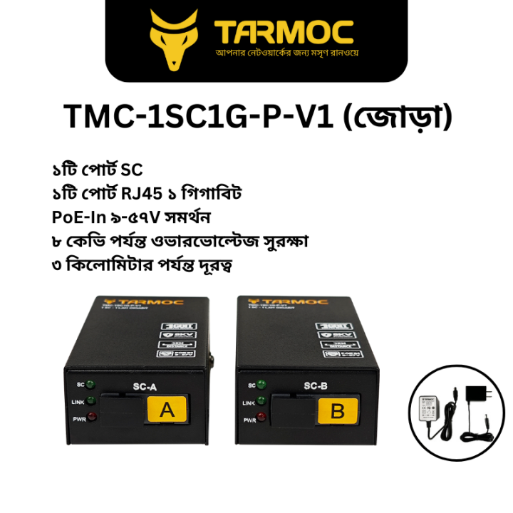 Tarmoc TMC-1SC1G 3KM Lighting Protection Gigabit Optical Fiber ...