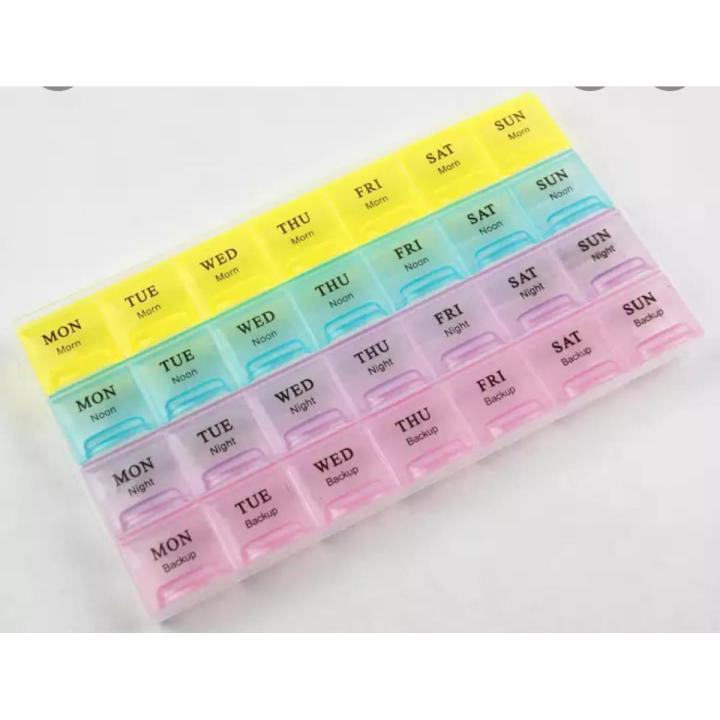 7 Days Medicine Kit box organizer with 28 grids Week day medicine box ...