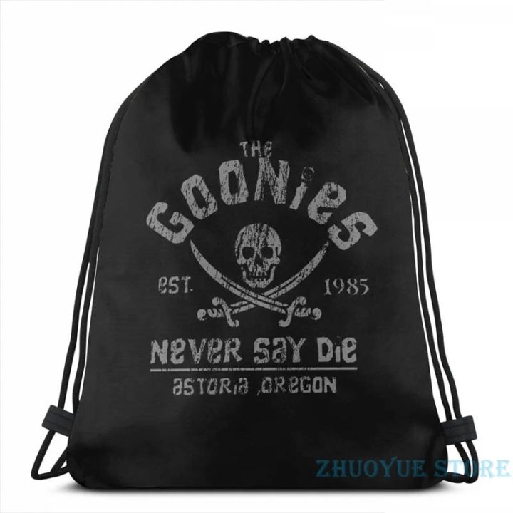 【Lejia】The Goonies - Never Say Die - Grey on Black USB Backpack men ...