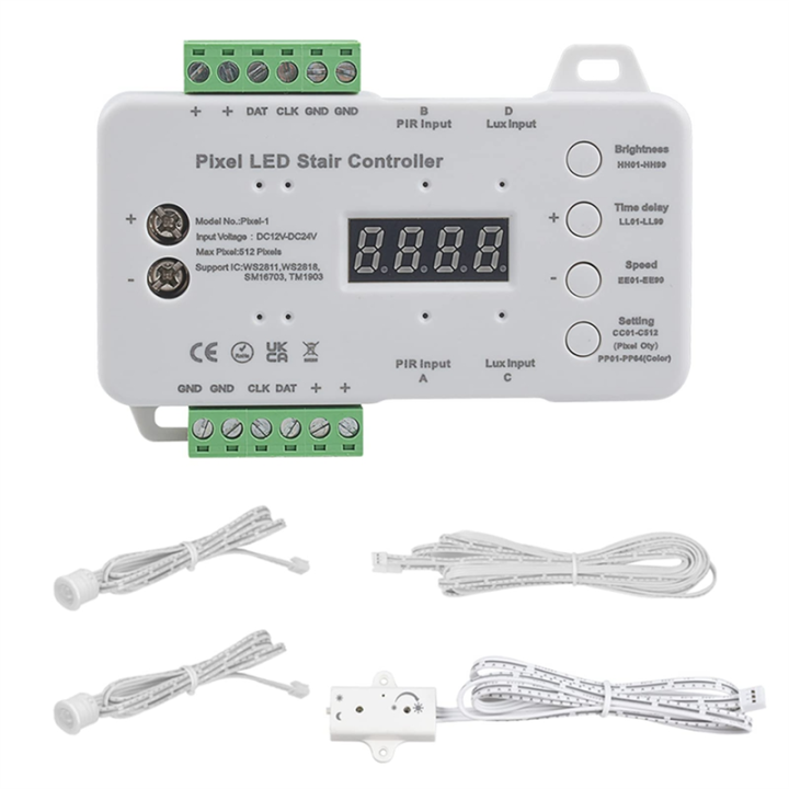 Motion Sensor LED Stair Pixel Lights Controller RGB LED Controller with ...