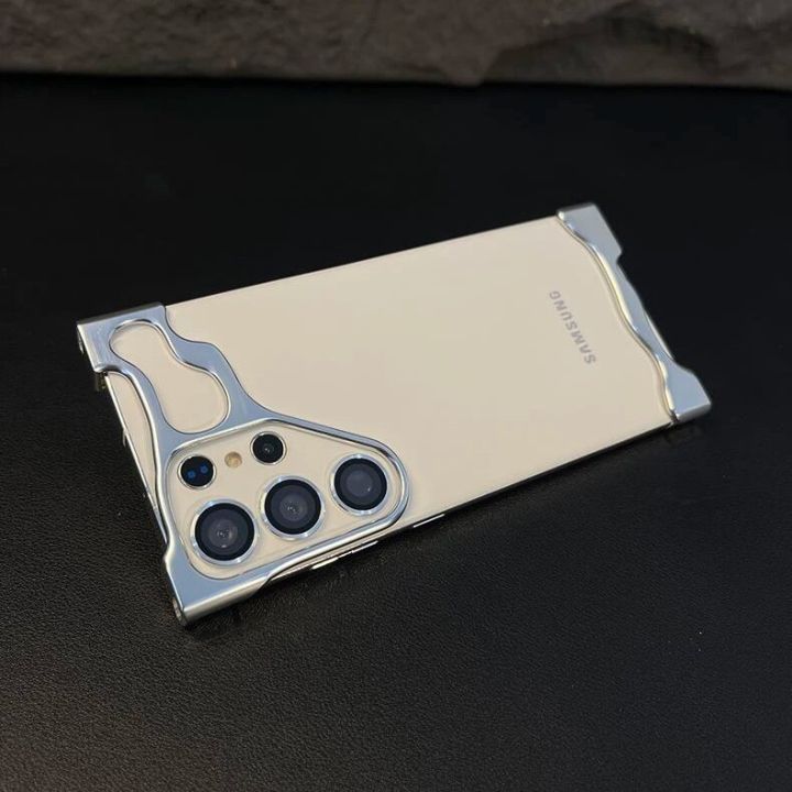 HODON Luxury Irregular Aluminum Alloy Bumper Phone Case For Samsung S25 Ultra S23 S24 Ultra ...