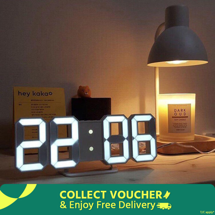 3D LED DIGITAL WALL CLOCK ELECTRONIC TABLE CLOCK WALL HANGING ALARM ...