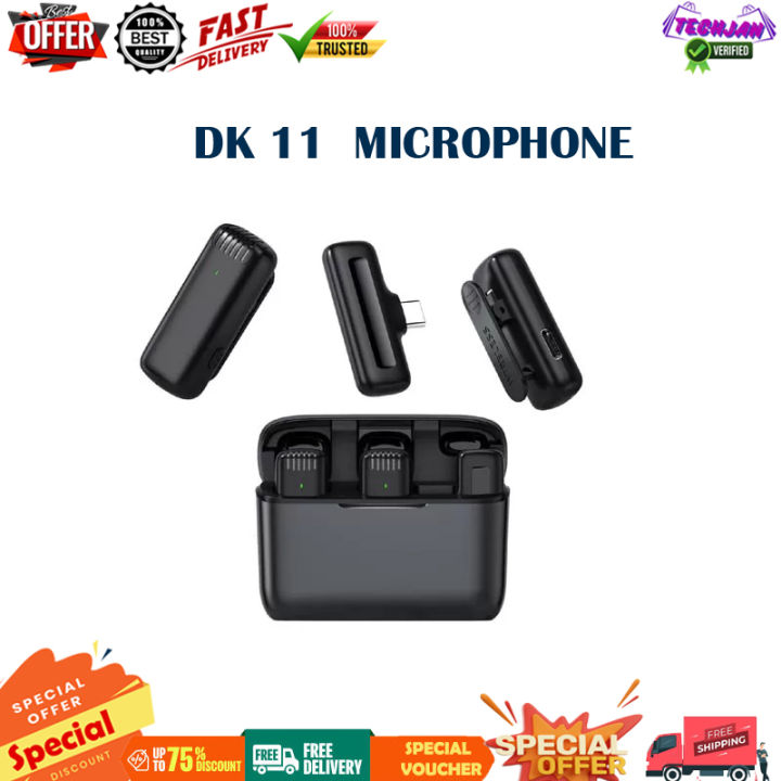 DK11 Dual Wireless Microphone with Charging Case | Daraz.com.bd