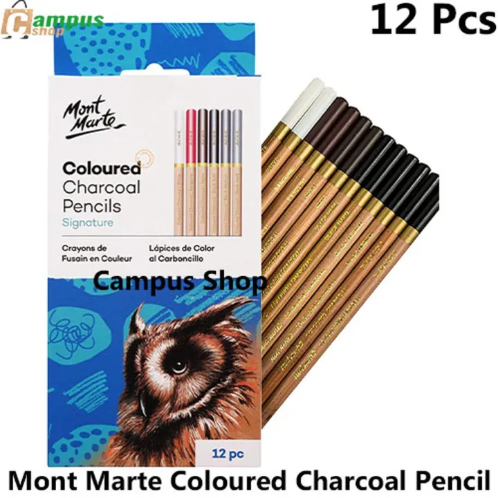 12 Pcs Mont Marte Coloured Charcoal Pencil | Daraz.com.bd