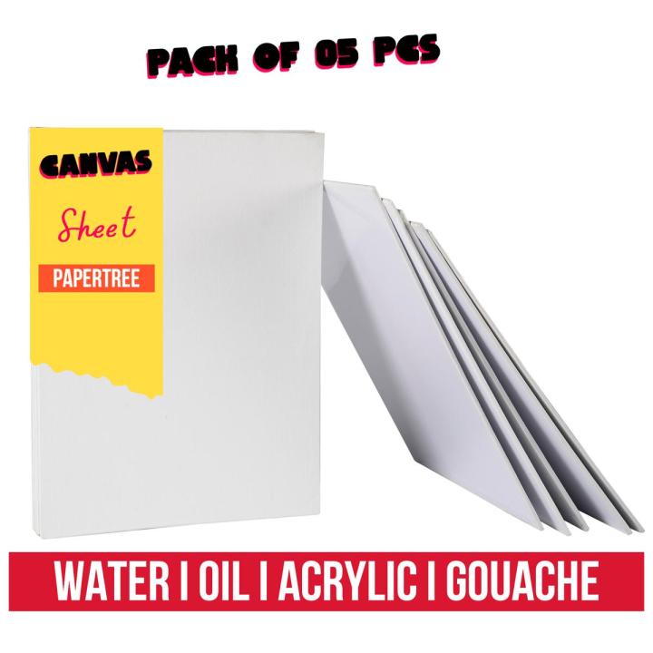 Canvas Paper Sheet For Acrylic Water Oil and Gouache Paint - 5 Pcs ...