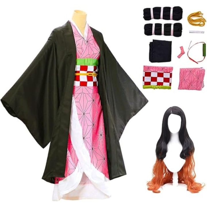 Anime Demon Slayer Nezuko Cosplay Costume Kimono Kimetsu No Yaiba ...