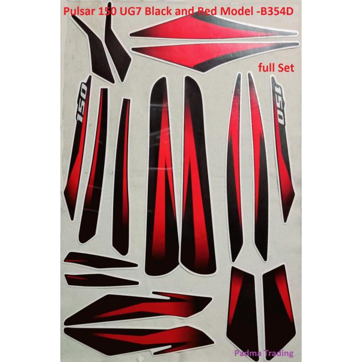 Motorcycle Tank pad Sticker full set Sticker for Pulsar 150 UG7. Black ...