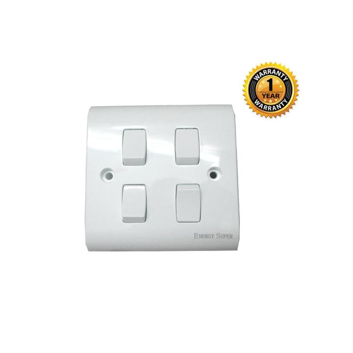 Four Gang 1 Way Switch - White | Daraz.com.bd