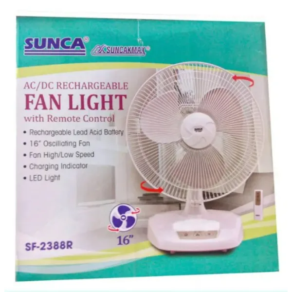 Original Remote Control Sunca Rechargeable 16” AC/DC Fan Light | Daraz ...