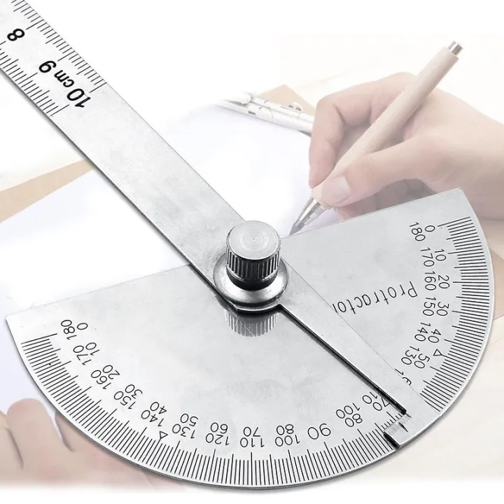 【Lejia】1PC 10/14CM Protractor Steel Angle Finder Goniometer Angle Ruler ...