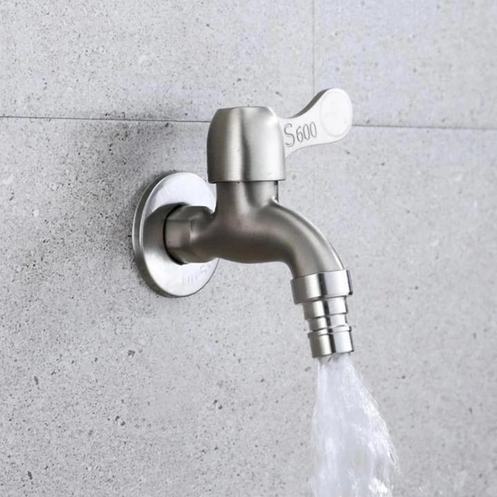 Wall Mount Washing Machine Faucet Stainless Steel Laundry Bathroom ...