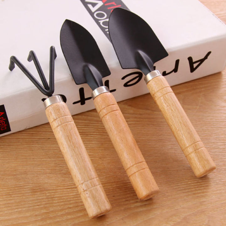 3 Pcs Wooden Handle Iron Head Plant Tool Set Garden Tools | Daraz.com.bd
