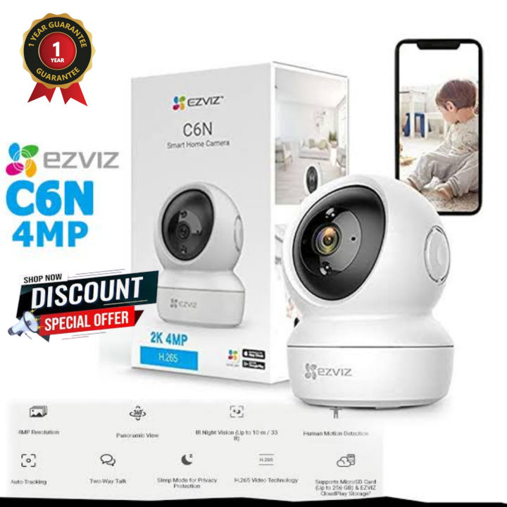 EZVIZ H6c Pro 2K 3MP Type-C PTZ Pan & Tilt Smart Home Camera WIFI ...