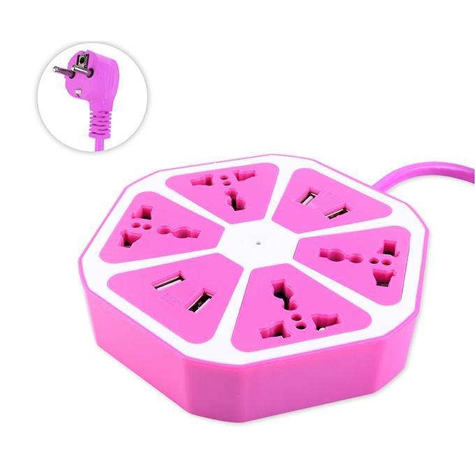 Multi Power Plug Extension - 4 Power Sockets and 4 USB Ports - Purple ...