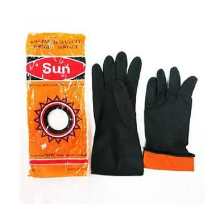 Rubber Safety Hand Gloves Use for Resist Oils, Acids, Detergents & Most ...