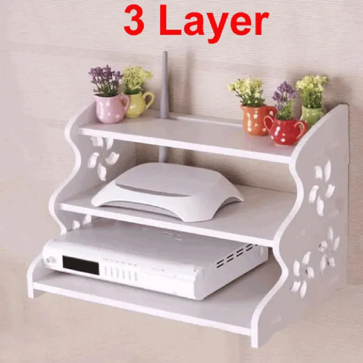 Wifi Router Stand -Storage Rack Display Double Layer Floating Wall ...