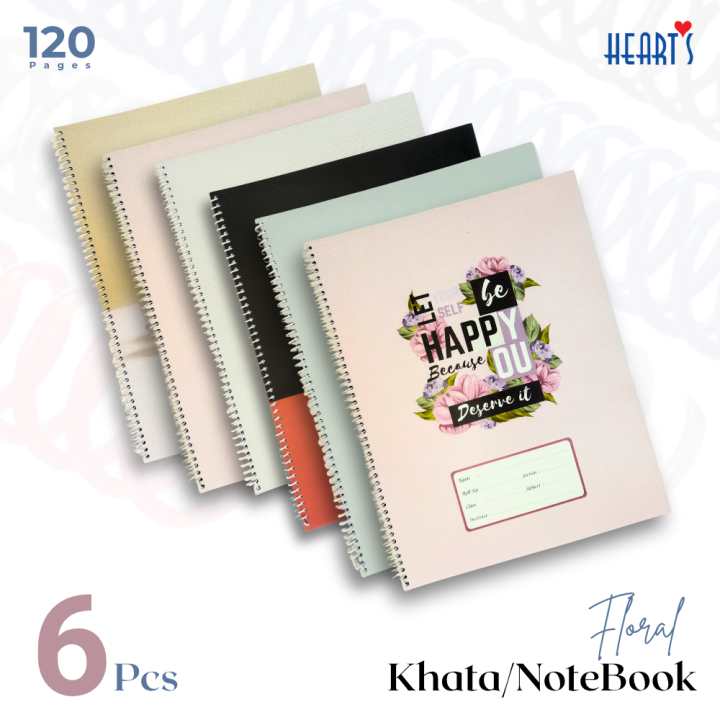 Floral Spiral Khata/Notebook/Pads – 120 Pages(6 pcs of set) – Regular ...