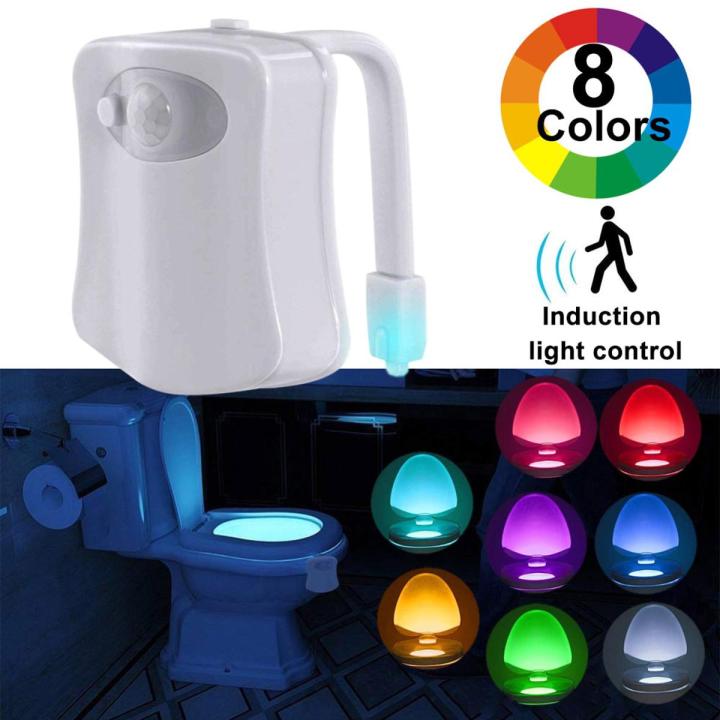 Toilet Seat Night Light Smart PIR Motion Sensor 8 Colors Waterproof ...