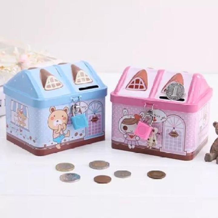 Metal House Shaped Coin Box Cartoon Kids Money Box piggy bank for kids ...