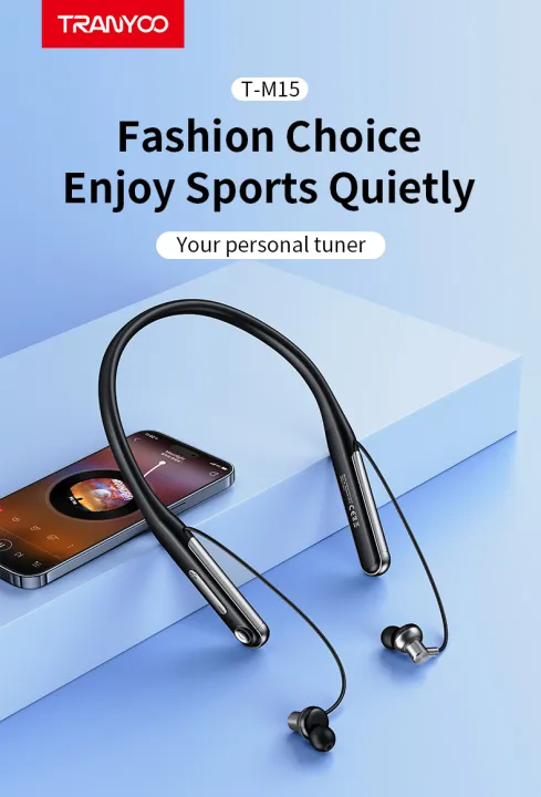 Tranyoo T-M15 Sports Bluetooth Headset Wireless Neckband Earphones With Magnetic Support TF Card ...