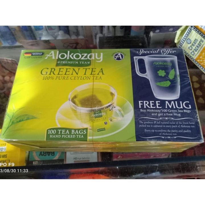 Alokozay Premium Green Tea 100 Tea Bags Free Mug Dubai | Daraz.com.bd