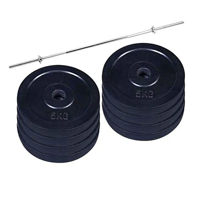 Dumbbell & Barbell Set 30kg - Black and Silver with 4 fit stick | Daraz ...