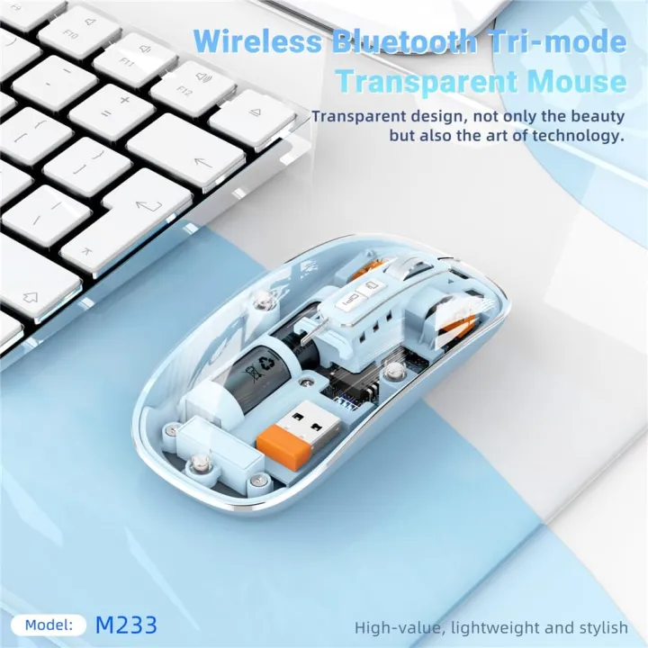 [BS]Wireless 2.4G Bluetooth Transparent Mouse, 2400 DPI, 3 Modes, 4 ...