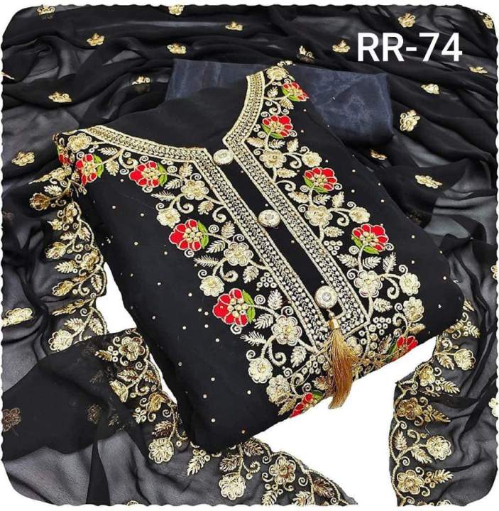 Jesan Super Shop Bangla Georgette/Jorjet Shalwar Kameez Unn Reddy Four ...