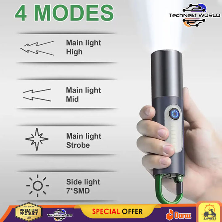 Rechargeable Torch Light Digital Thunder XST-836 USB Rechargeable ...